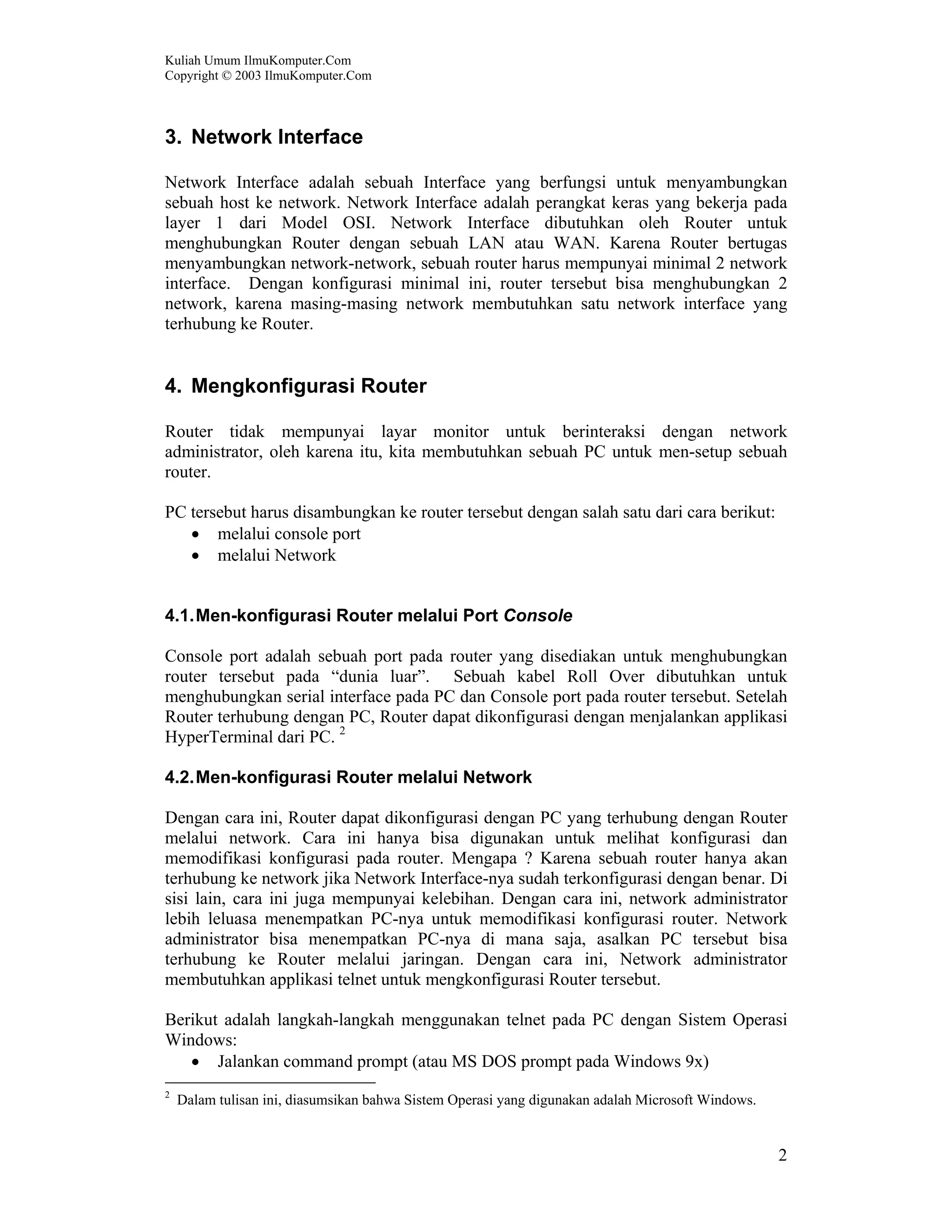 Basic Konfigurasi Router | PDF