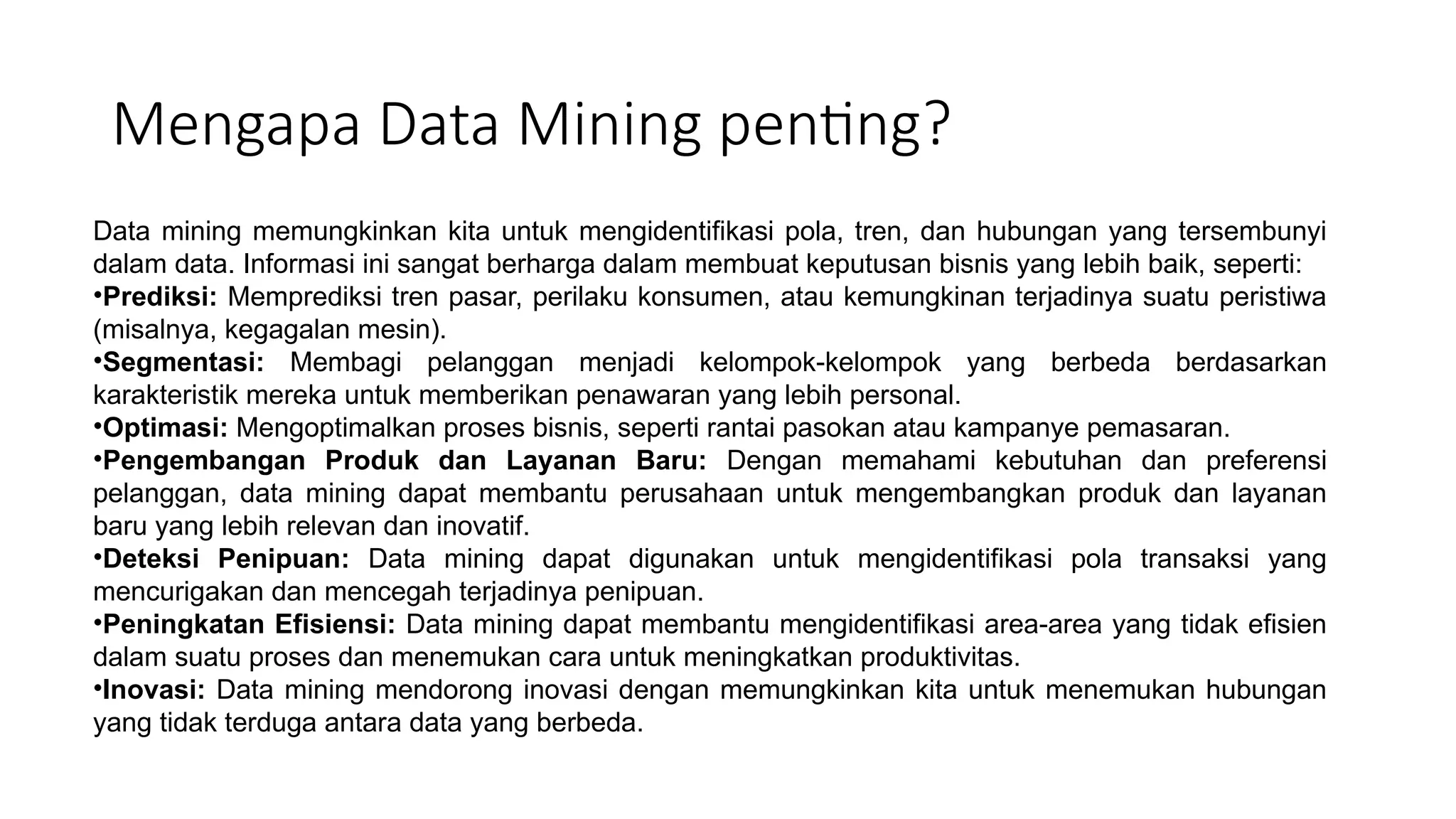 Pengantar Dan Pendahuluan Mata Kuliah Data Mining Ppt