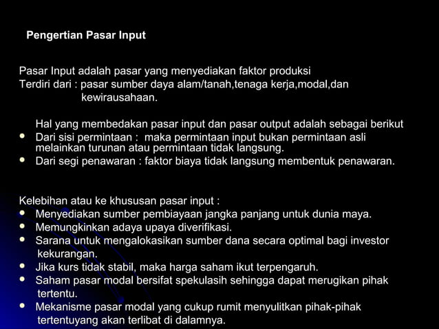 Pengantar ekonomi mikro (pasar input) | PPT
