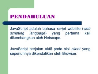 Pengantar java script | PPT