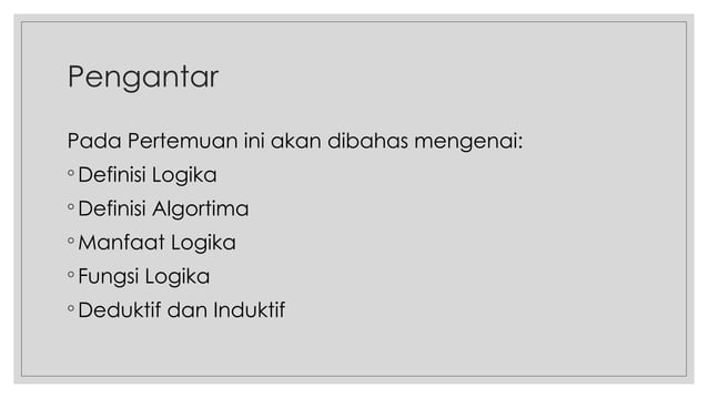 DASAR-DASAR DAN PENGANTAR LOGIKA ALGORTIMA | PPT