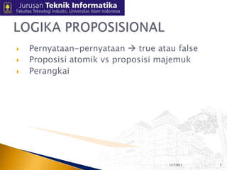 Pengantar logika proposisional | PPTX