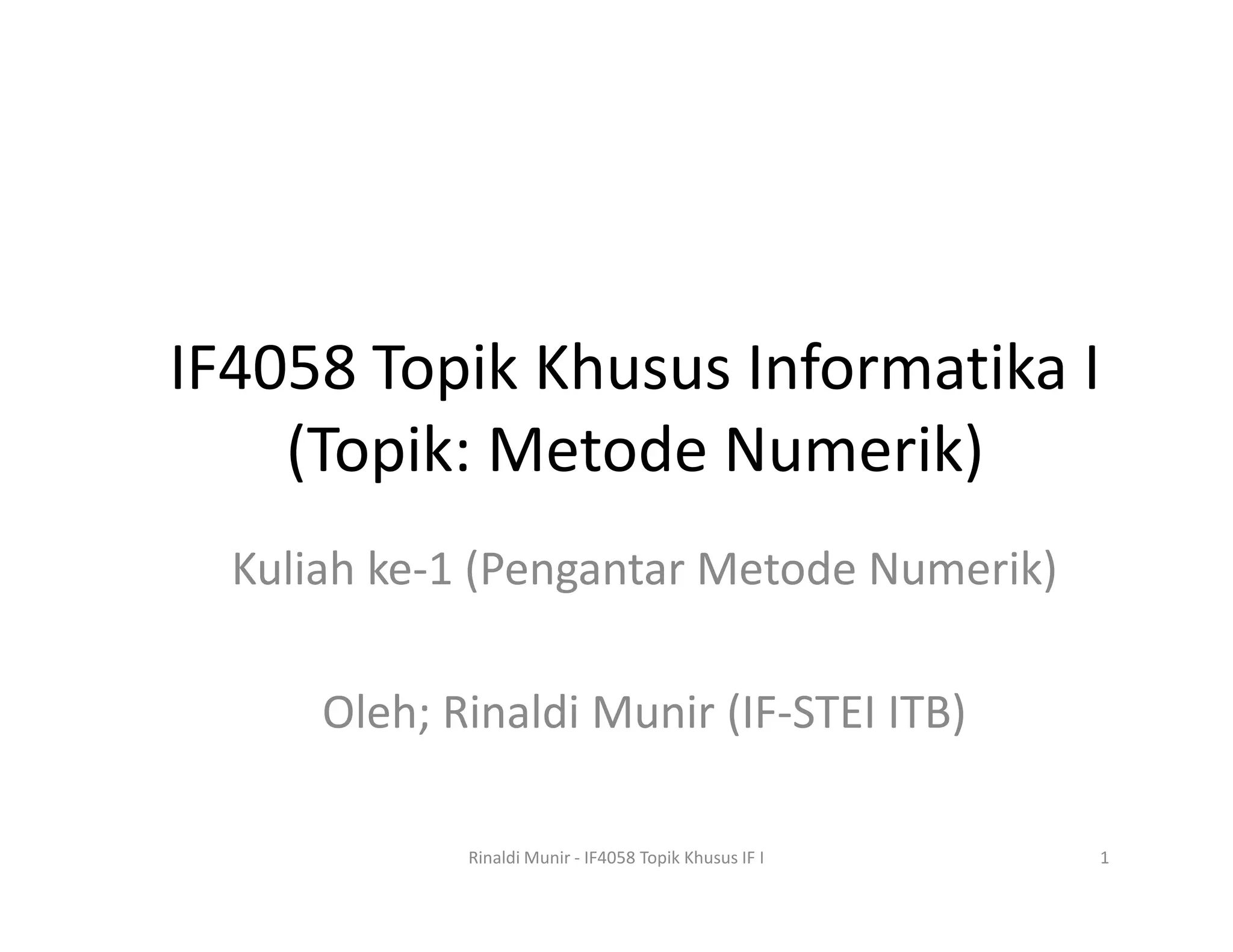 Pengantar metode numerik | PDF