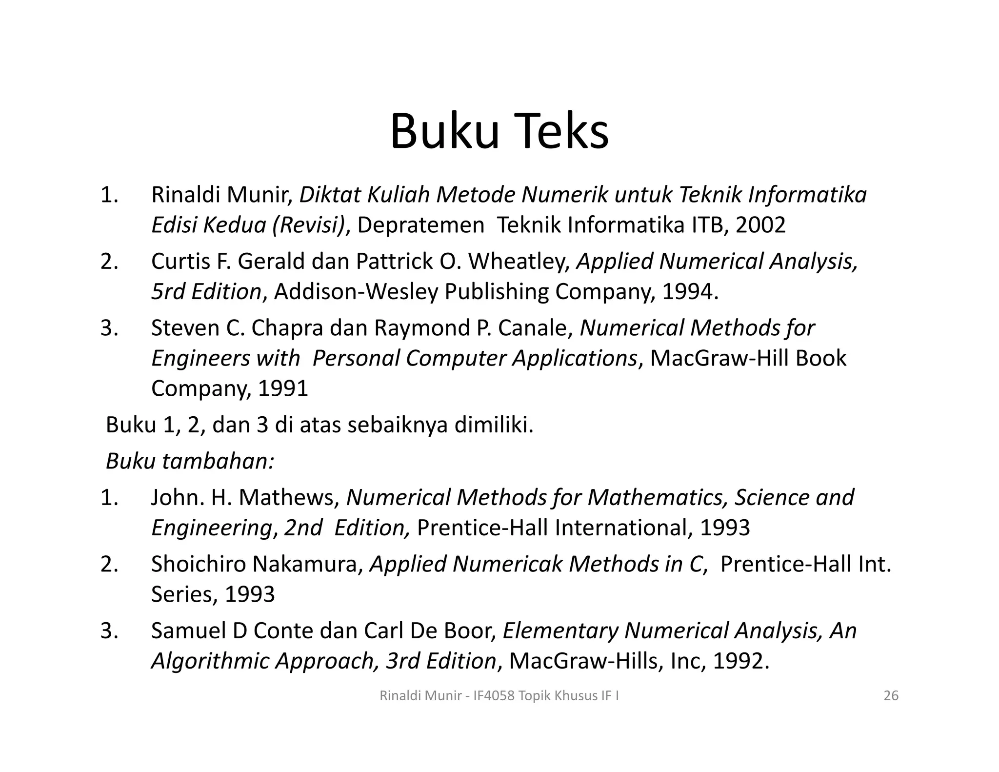 Pengantar metode numerik | PDF