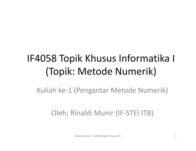 Pengantar metode numerik | PDF