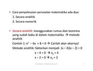 Pengantar metode numerik | PPT