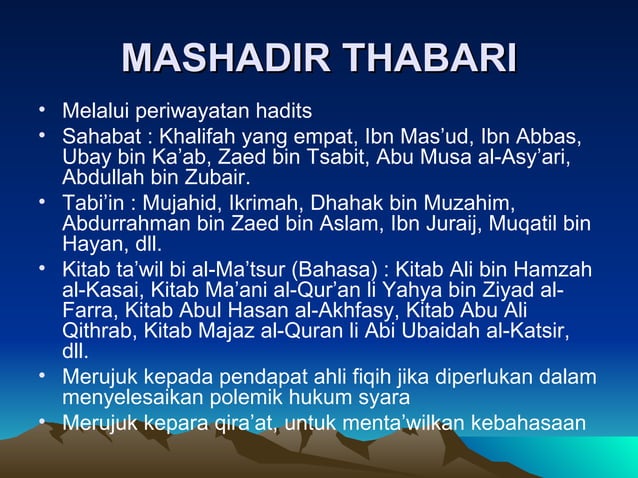 Pengantar metodologi tafsir thabari | PPT
