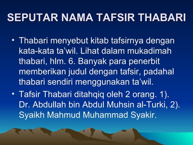 Pengantar metodologi tafsir thabari | PPT