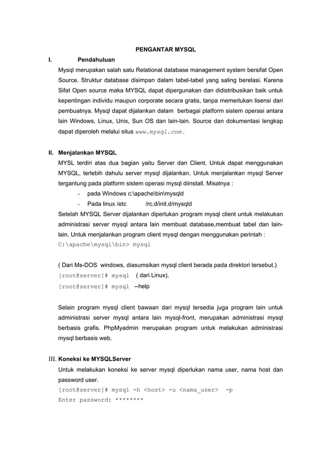 Pengantar Mysql Pdf 