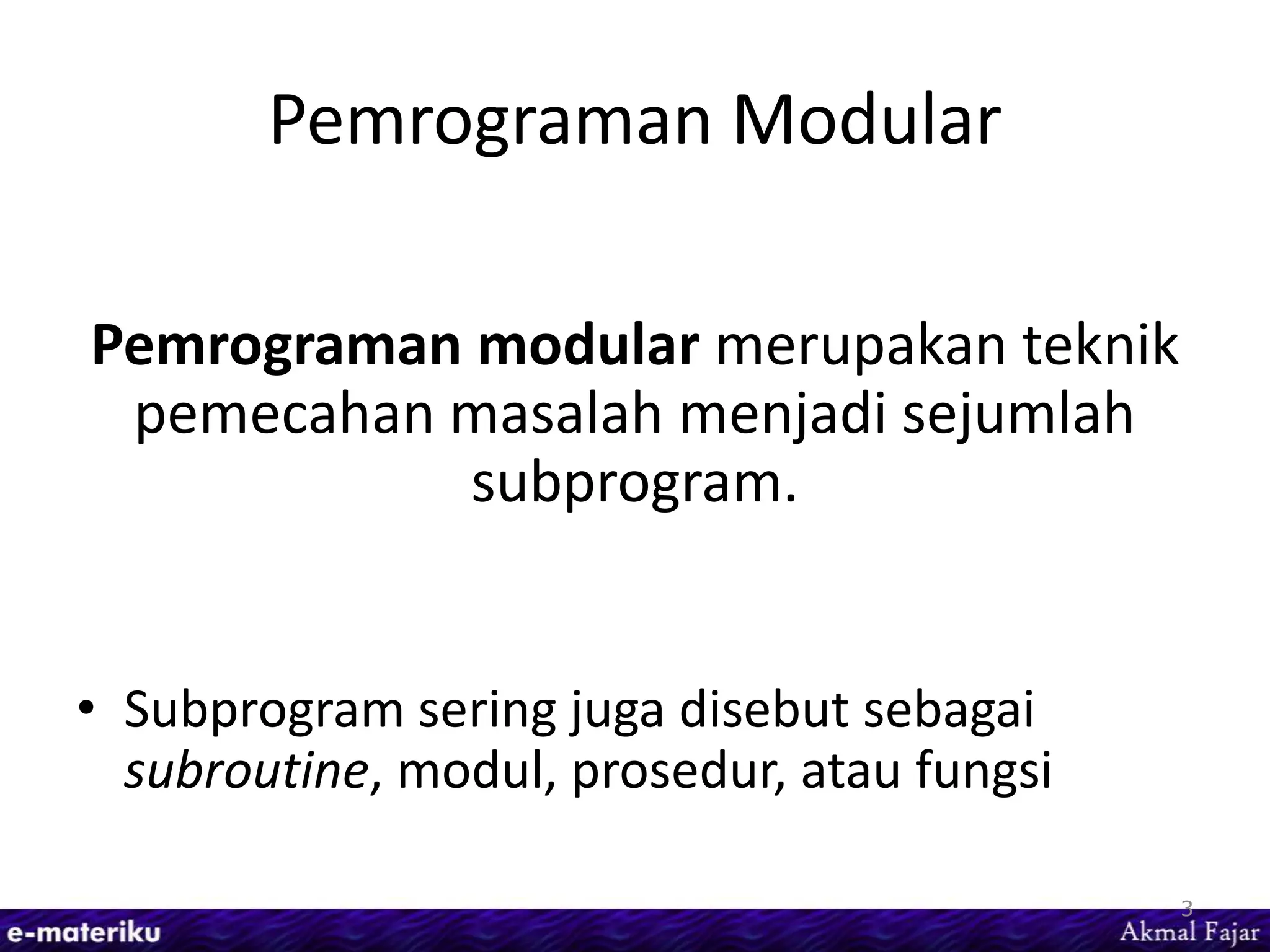 Pengantar pemrograman modular | PPTX