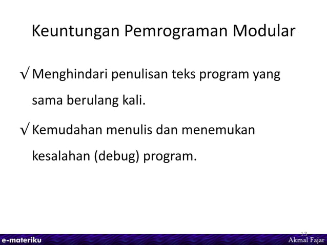 Pengantar pemrograman modular | PPT