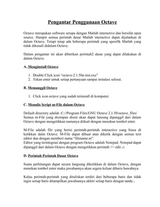 Pengantar penggunaan octave | DOC
