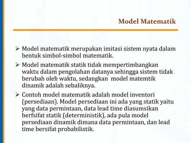Pengantar sistem, model & simulasi | PPT