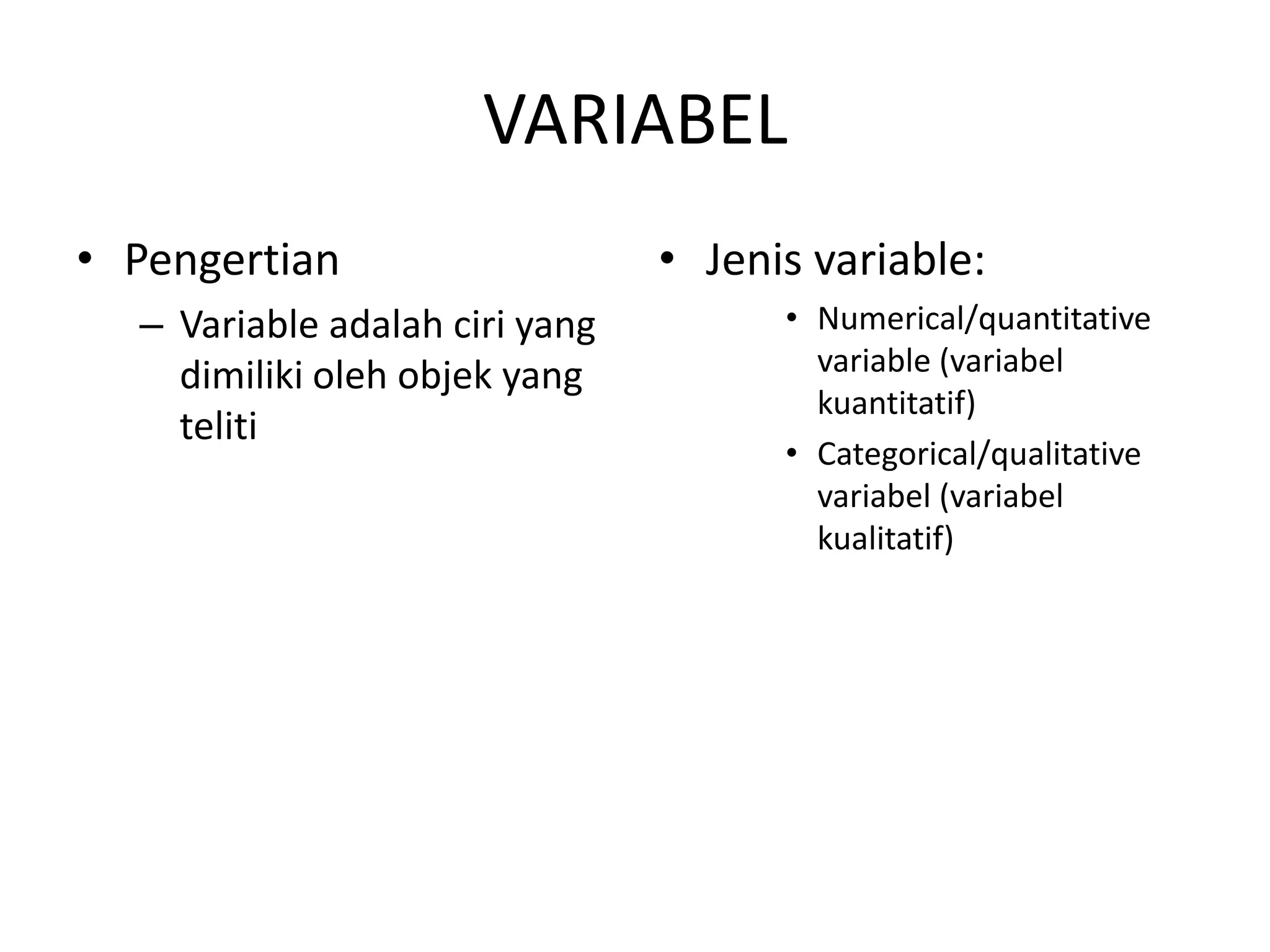 Pengantar statistik sosial data dan variabel | PPTX