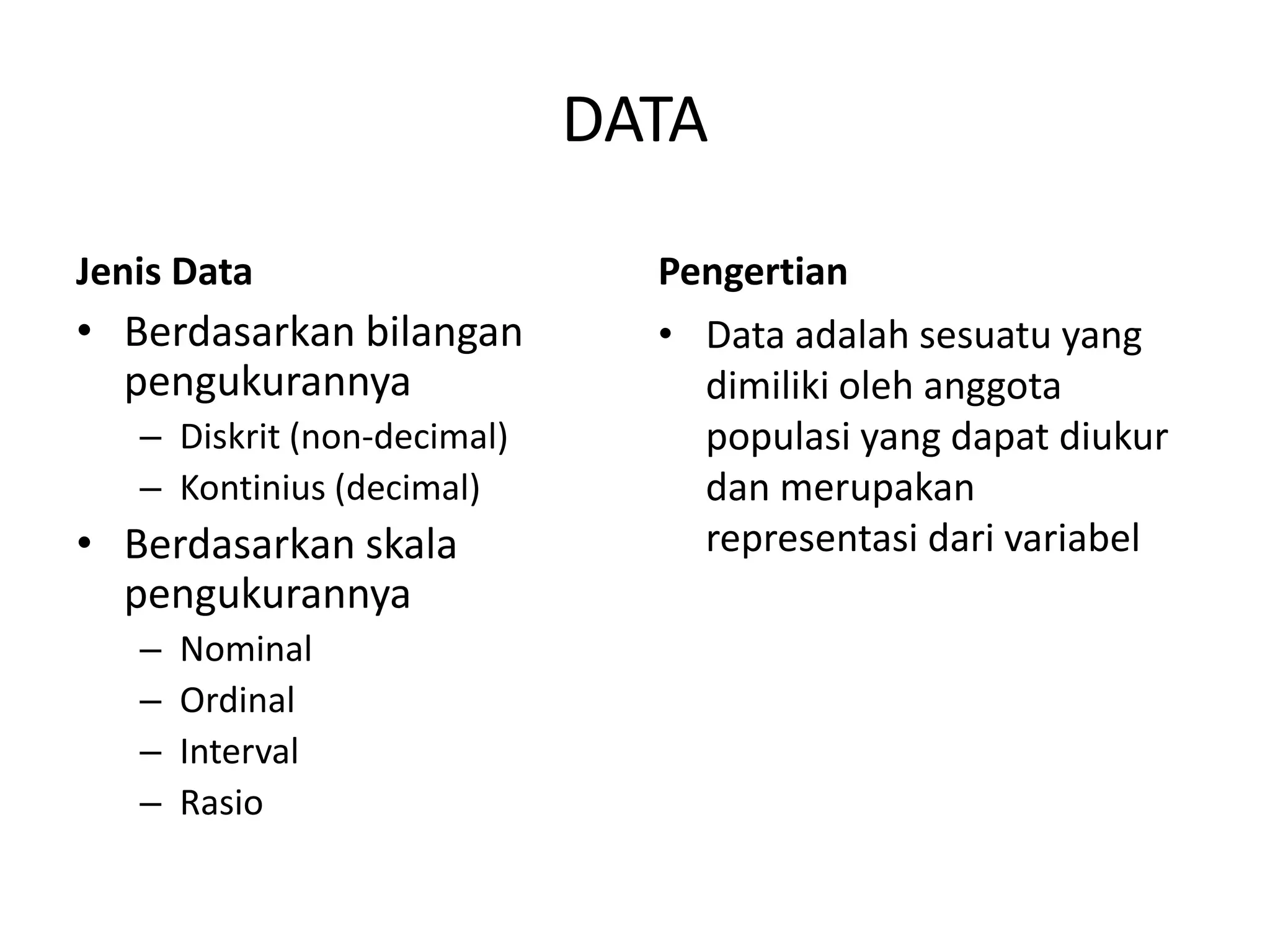 Pengantar statistik sosial data dan variabel | PPTX