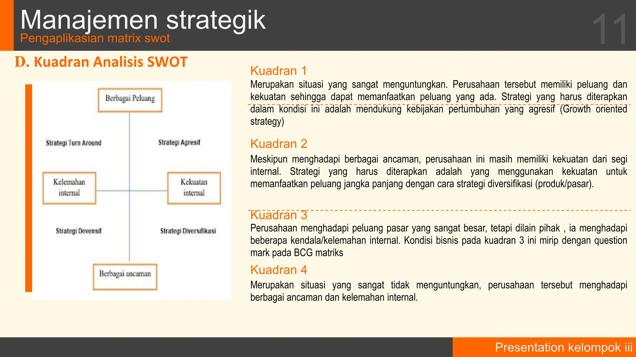 Pengaplikasian Matrix SWOT_KLP.3_Manajemen Strategik.pptx