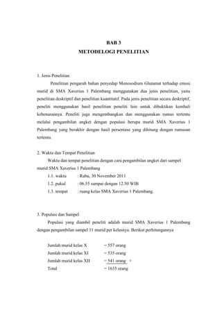 Pengaruh Bahan Penyedap Monosodium Glutamat terhadap Emosi Murid di SMA Xaverius 1 Palembang | DOCX