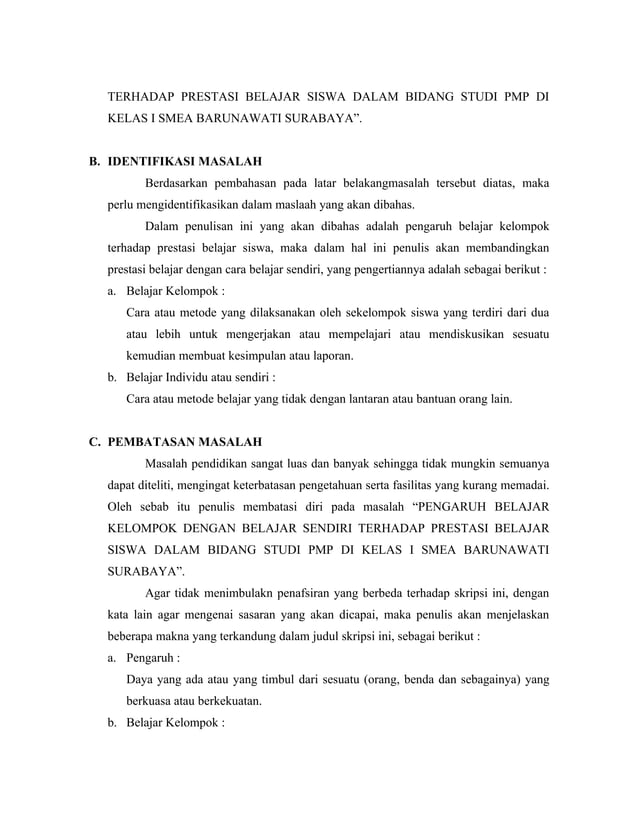 Pengaruh belajar kelompok dengan belajar sendiri | PDF