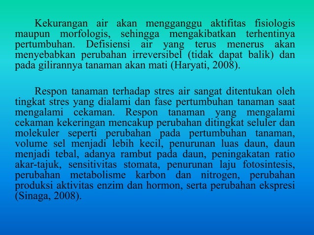 Pengaruh cekaman kekeringan terhadap pertumbuhan dan produksi tanaman | PPT Pengaruh cekaman kekeringan terhadap pertumbuhan dan produksi tanaman | PPT