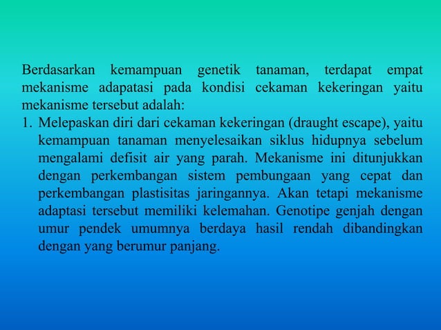Pengaruh cekaman kekeringan terhadap pertumbuhan dan produksi tanaman | PPT Pengaruh cekaman kekeringan terhadap pertumbuhan dan produksi tanaman | PPT