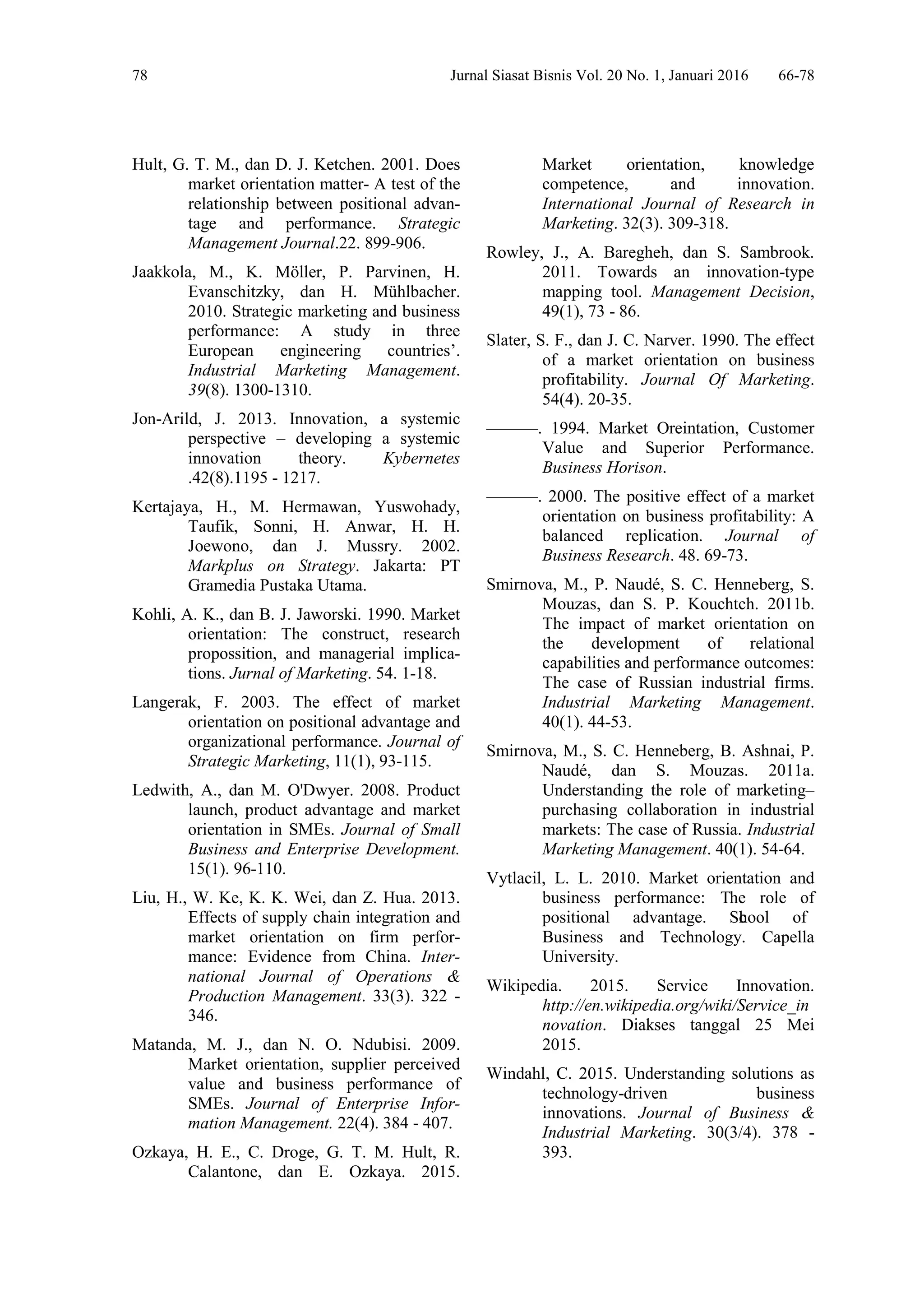 Pengaruh inovasi layanan dan keunggulan posisional pada kinerja ...