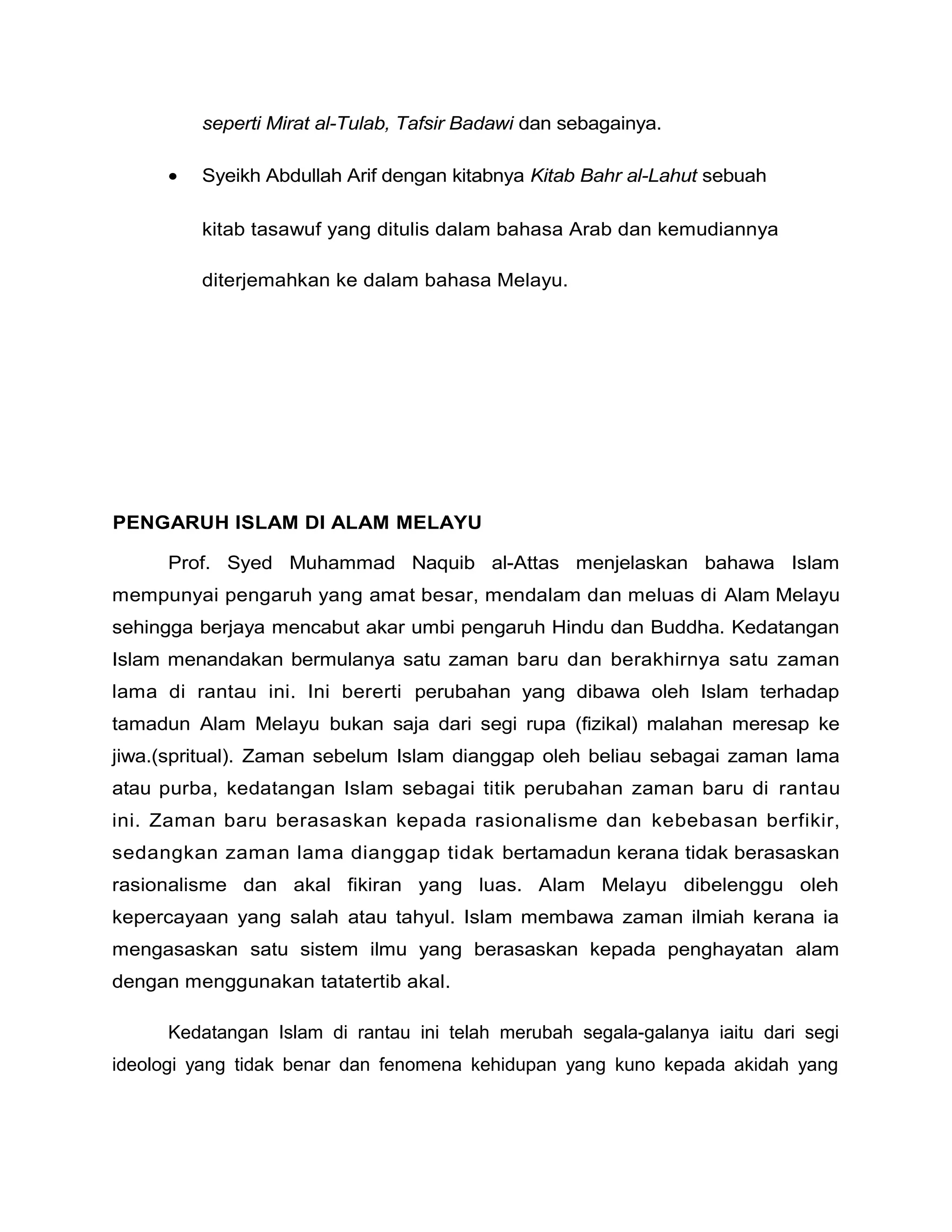 Pengaruh islam di alam melayu | DOC