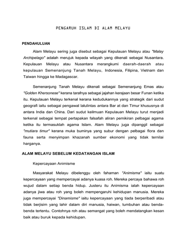 Pengaruh islam di alam melayu | DOC