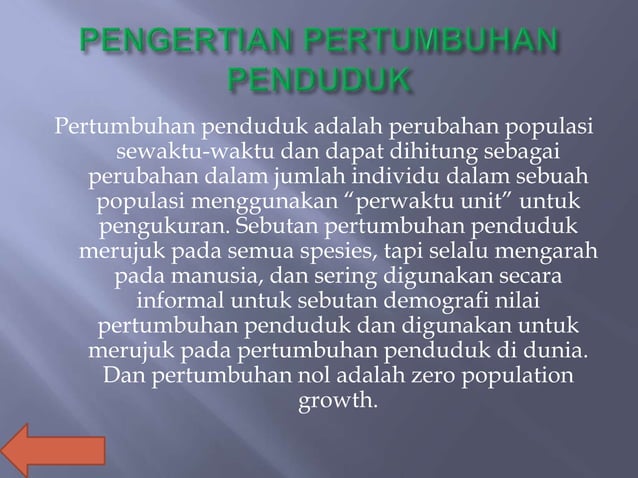Pengaruh kepadatan populasi manusia terhadap lingkungan | PPTX