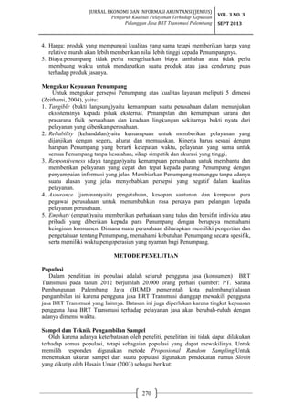 Pengaruh kualitas pelayanan terhadap kepuasan pelanggan jasa brt ...
