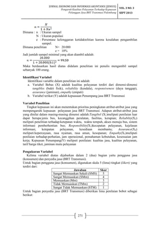 Pengaruh kualitas pelayanan terhadap kepuasan pelanggan jasa brt ...