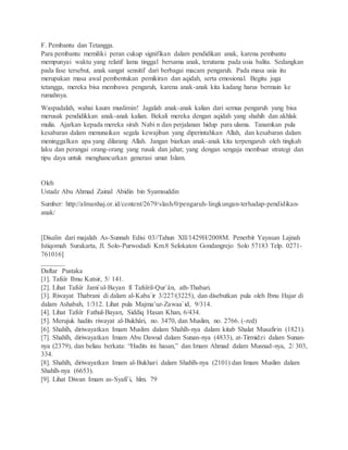 Pengaruh lingkungan terhadap pendidikan anak | PDF