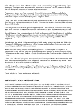 Pengaruh media pada pembentukan opini masyarakat | DOC