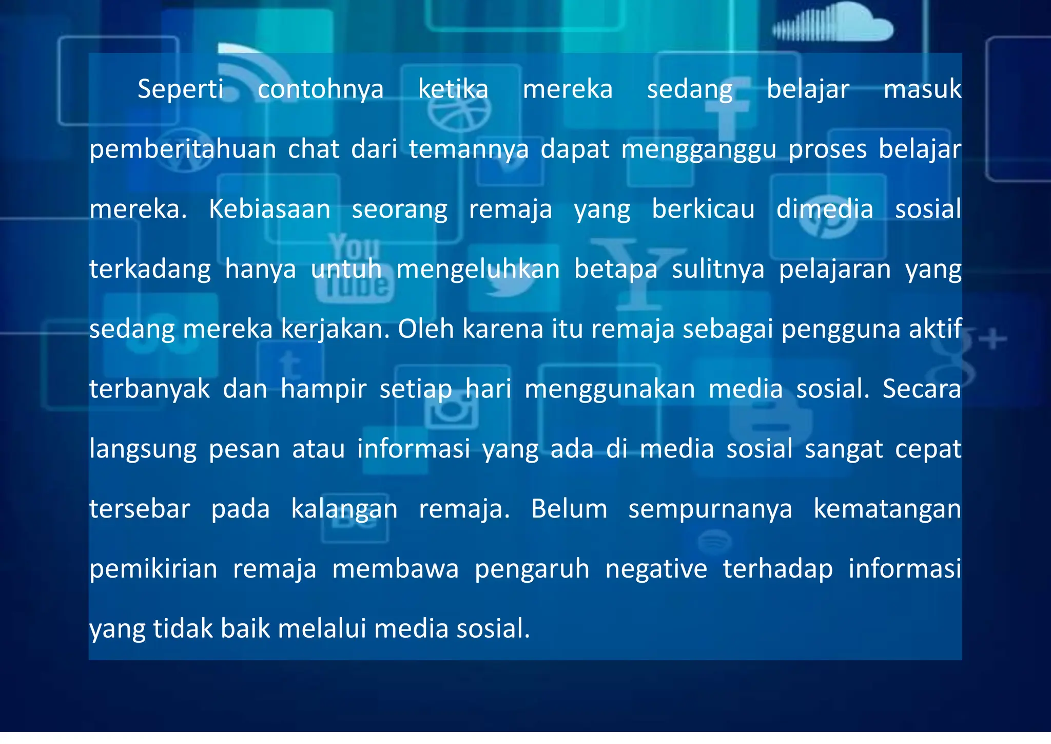 Pengaruh media sosial bagi kalangan remaja | PPT