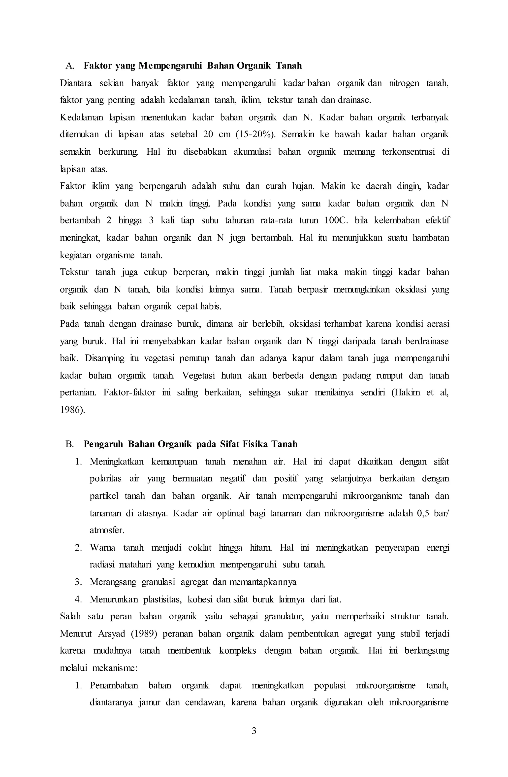Pengaruh organik terhadap tanah dan tanaman | DOCX