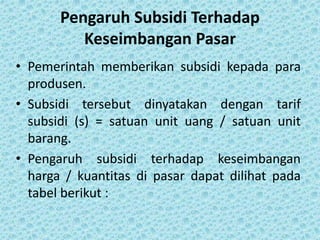 Pengaruh pajaksubsidi terhadap keseimbangan pasar | PPTX