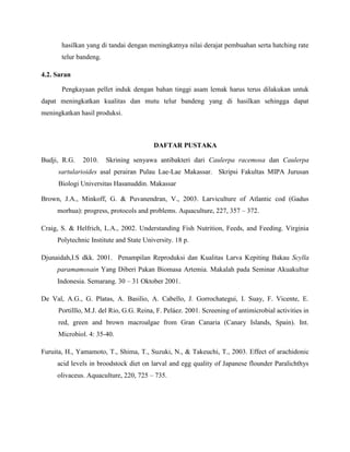 Pengaruh penambahan asam lemak pada pakan terhadap rasio dha | PDF