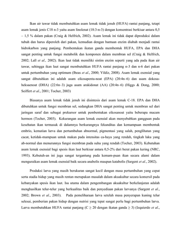 Pengaruh penambahan asam lemak pada pakan terhadap rasio dha | PDF | Free Download