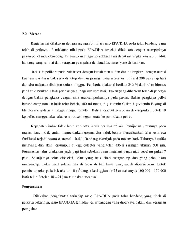Pengaruh penambahan asam lemak pada pakan terhadap rasio dha | PDF