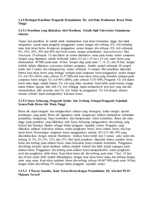 Pengaruh penambahan fly ash terhadap kuat tekan beton mutu | DOCX