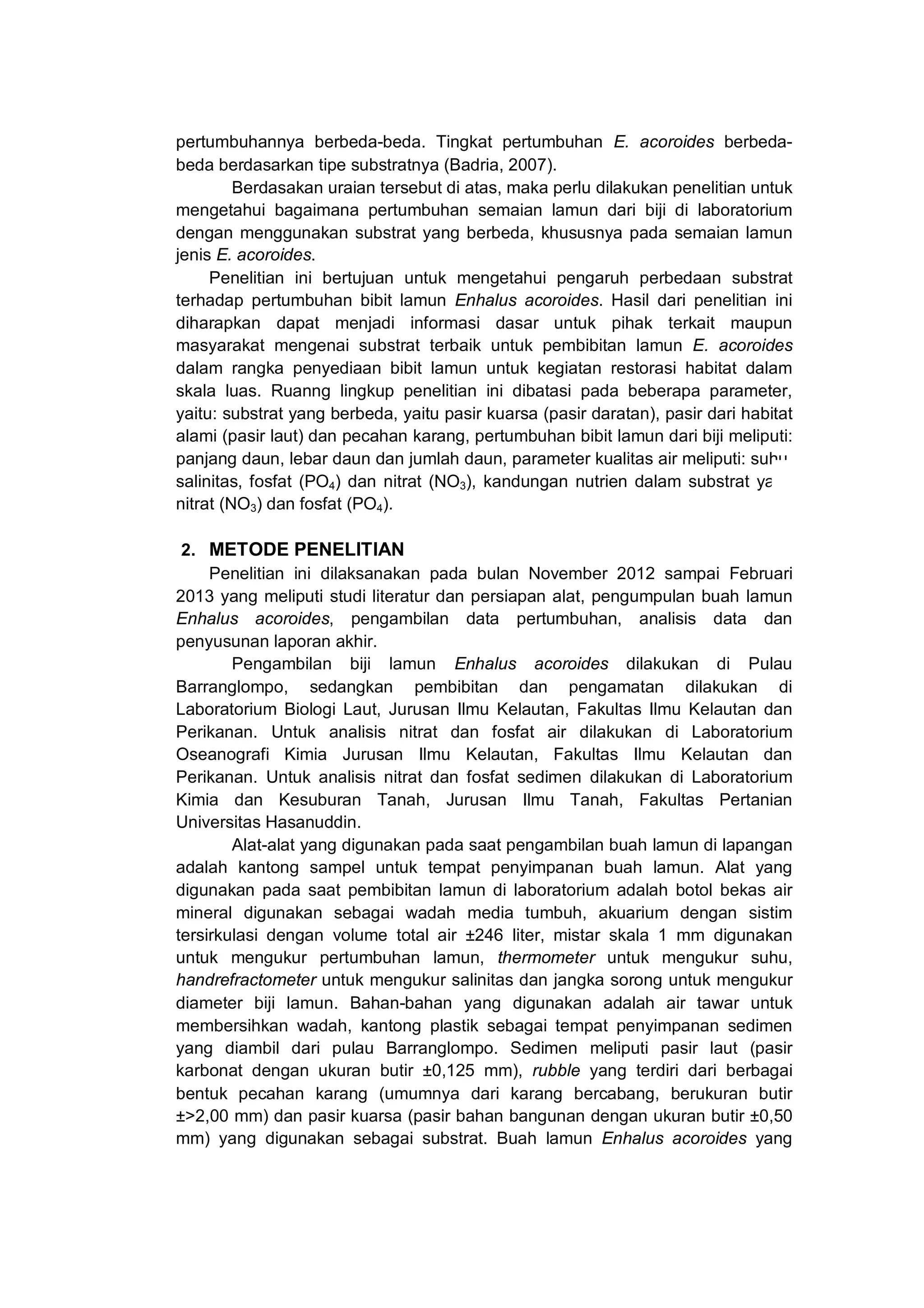 Pengaruh perbedaan substrat terhadap pertumbuhan | PDF