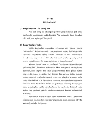 Pengaruh pola asuh orang tua terhadap pembentukan kepribadian anak | DOCX