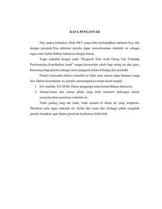 Pengaruh pola asuh orang tua terhadap pembentukan kepribadian anak | PDF