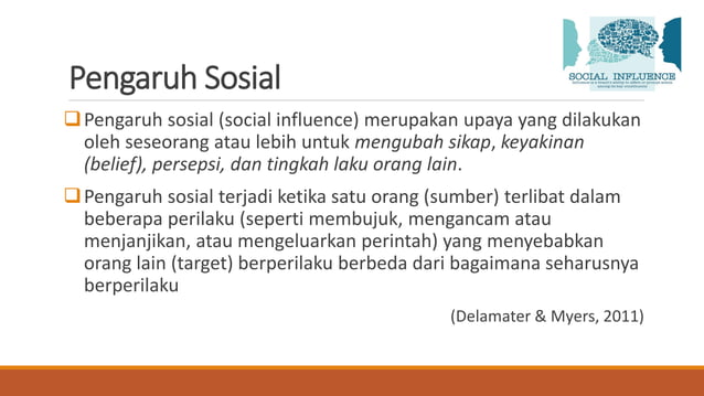 Pengaruh Sosial dalam psikologi sosial masyarakat | PDF