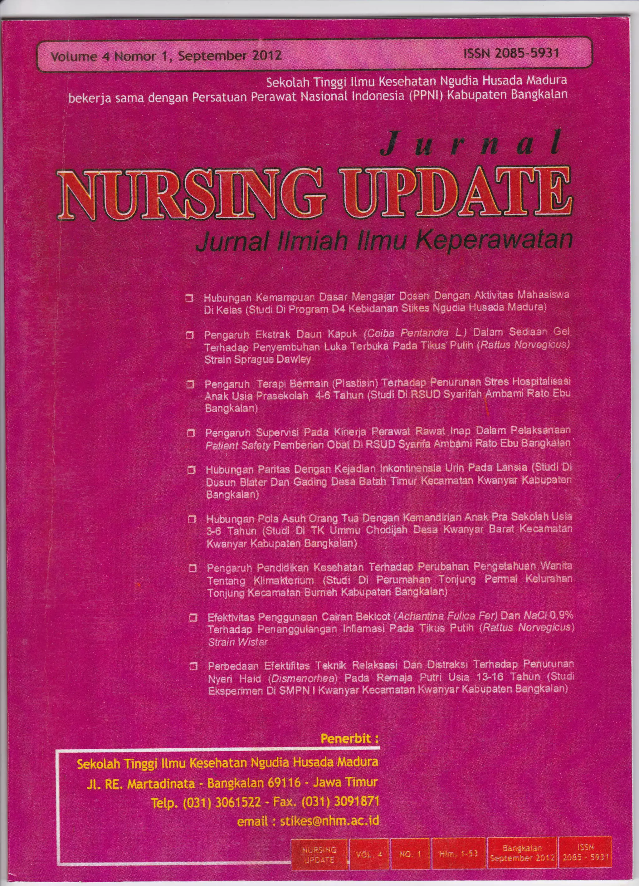 Pengaruh supervisi pada kunerja perawat rawat inap dalam pelaksanaan ...