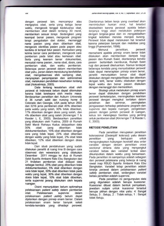 Pengaruh supervisi pada kunerja perawat rawat inap dalam pelaksanaan ...