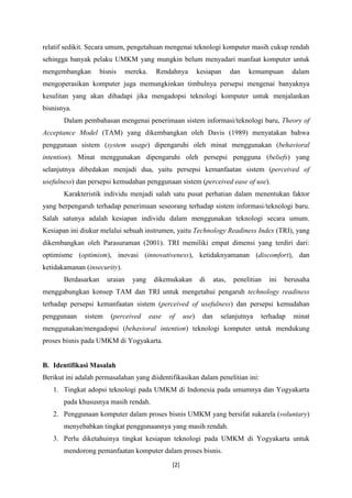 Pengaruh technology readiness terhadap penerimaan teknologi komputer ...