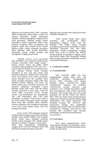 Pengaruh tingkat pengungkapan tanggung jawab sosial dan corporate social responsibility dengan ...