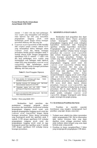 Pengaruh tingkat pengungkapan tanggung jawab sosial dan corporate social responsibility dengan ...