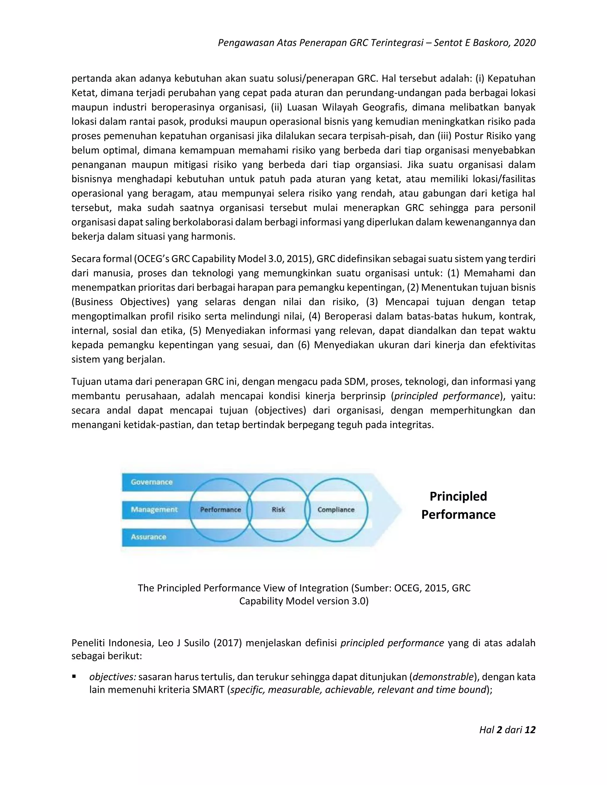 Pengawasan atas penerapan GRC Terintegrasi | PDF