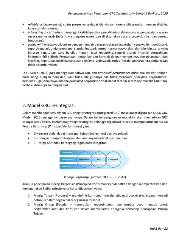 Pengawasan atas penerapan GRC Terintegrasi | PDF